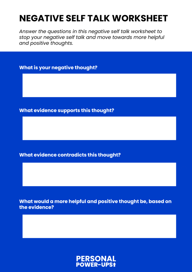 Negative Self-Talk Worksheet | Challenge Negative Thoughts